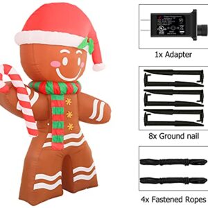 8 FT Christmas Inflatables Decoration Gingerbread Man with Built-in LEDs Blow Up Inflatables for Xmas Party Indoor Outdoor Yard Garden Lawn Décor (8FT Gingerbread Man)