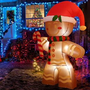 8 FT Christmas Inflatables Decoration Gingerbread Man with Built-in LEDs Blow Up Inflatables for Xmas Party Indoor Outdoor Yard Garden Lawn Décor (8FT Gingerbread Man)