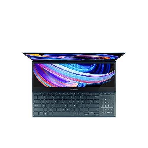 ASUS ZenBook Pro Duo 15 OLED UX582 Laptop, 15.6” OLED 4K UHD Touch Display, Intel Core i7-10870H, 16GB RAM, 1TB SSD, GeForce RTX 3070, ScreenPad Plus, Windows 10 Pro, Celestial Blue, UX582LR-XS74T