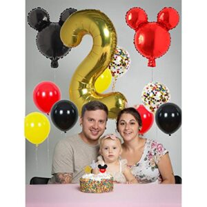 2nd Mouse Birthday Party Supplies Decorations 57Pcs - HAPPY BIRTHDAY Banner OH TWODLES Banner '2' Foil Balloon Balloons Hat Door Sign Cupcake Toppers Birthday Decorations for Boys Girls Kids Babies