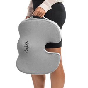 ComfiLife Premium Comfort Seat Cushion - Non-Slip Orthopedic 100% Memory Foam Coccyx Cushion for Tailbone Pain - Cushion for Office Chair Car Seat - Back Pain & Sciatica Relief (Gray)