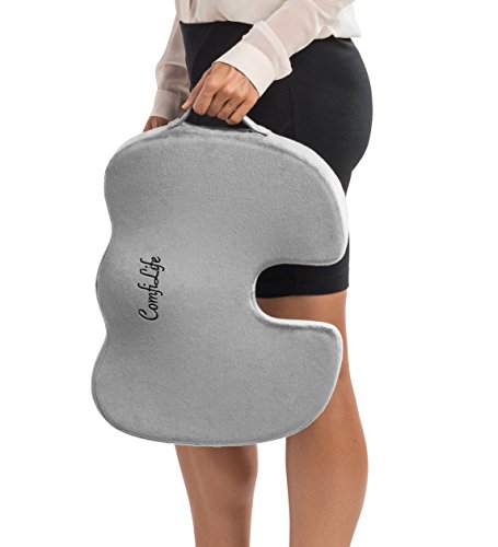 ComfiLife Premium Comfort Seat Cushion - Non-Slip Orthopedic 100% Memory Foam Coccyx Cushion for Tailbone Pain - Cushion for Office Chair Car Seat - Back Pain & Sciatica Relief (Gray)