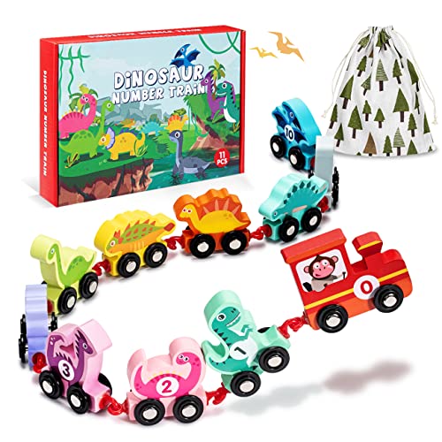 EDUJOY Toddler Toys for 2 4 3 Year Old Boys Gifts,Montessori Toys for 3 4 2 Year Old Girls Birthday Gifts,Wooden Train Set Dinosaur Toys for Kids 3-5 Years Old Toy Cars for Toddler Boy Toys Age 1-2-4