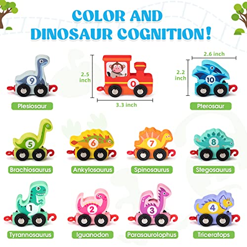 EDUJOY Toddler Toys for 2 4 3 Year Old Boys Gifts,Montessori Toys for 3 4 2 Year Old Girls Birthday Gifts,Wooden Train Set Dinosaur Toys for Kids 3-5 Years Old Toy Cars for Toddler Boy Toys Age 1-2-4