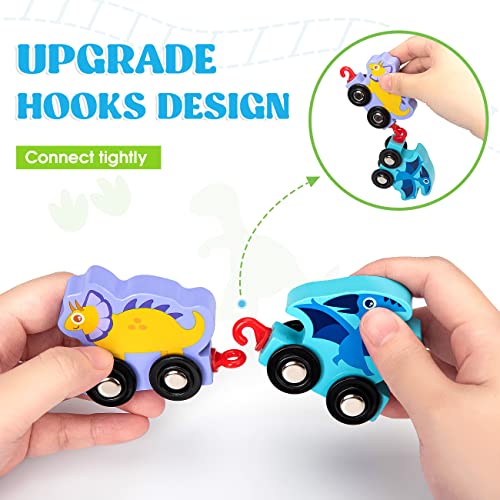 EDUJOY Toddler Toys for 2 4 3 Year Old Boys Gifts,Montessori Toys for 3 4 2 Year Old Girls Birthday Gifts,Wooden Train Set Dinosaur Toys for Kids 3-5 Years Old Toy Cars for Toddler Boy Toys Age 1-2-4