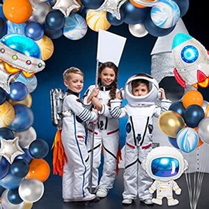 Ouddy Party 112PCS Outer Space Party Decorations Balloon Garland Kit, Space Birthday Party Supplies UFO Rocket Astronaut Navy Blue Silver Foil Latex Balloons for Boys Kids