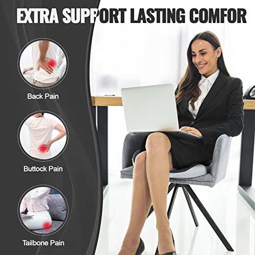 Seat Cushion, Office Chair Cushions, Non-Slip Sciatica, Tailbone Pain Relief Cushion Pad for Long Sitting, Memory Foam Butt Pillow for Computer Desk, Driving, Ergonomic Seat Cushion for Office Chairs