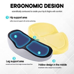 Seat Cushion, Office Chair Cushions, Non-Slip Sciatica, Tailbone Pain Relief Cushion Pad for Long Sitting, Memory Foam Butt Pillow for Computer Desk, Driving, Ergonomic Seat Cushion for Office Chairs