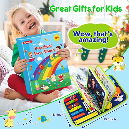 Toddlers Busy Board Montessori Toys for 3 4 Year Old Boy Girl Gifts Sensory Toys Activity Board Busy Book for Learning Fine Motor Skills Autism Quiet Book Educational Toys for Toddlers Travel Toys