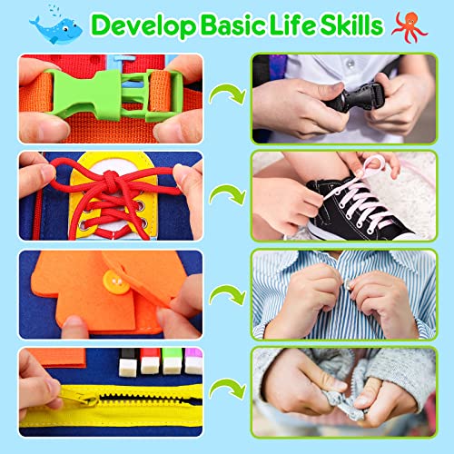 Toddlers Busy Board Montessori Toys for 3 4 Year Old Boy Girl Gifts Sensory Toys Activity Board Busy Book for Learning Fine Motor Skills Autism Quiet Book Educational Toys for Toddlers Travel Toys