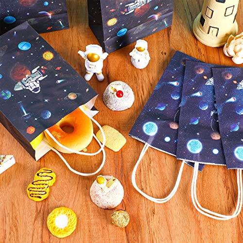 Nezyo 24 Pack Outer Space Present Bags Space Party Favors Planet Candy Goodie Bag Galaxy Gift Bags For Kids Boys Girls Space Theme Party Supplies (Outer Space Style)