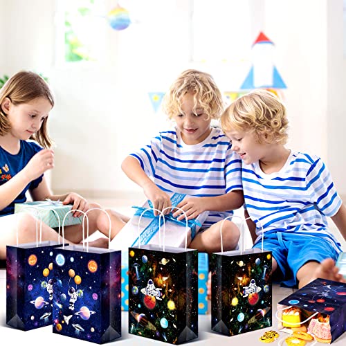 Nezyo 24 Pack Outer Space Present Bags Space Party Favors Planet Candy Goodie Bag Galaxy Gift Bags For Kids Boys Girls Space Theme Party Supplies (Outer Space Style)