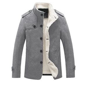 DWKKONG Men's Autumn and Winter Coat Solid Color Stand-up Collar Jackets Long Sleeved Mens Pullover Rain Jacket Grey