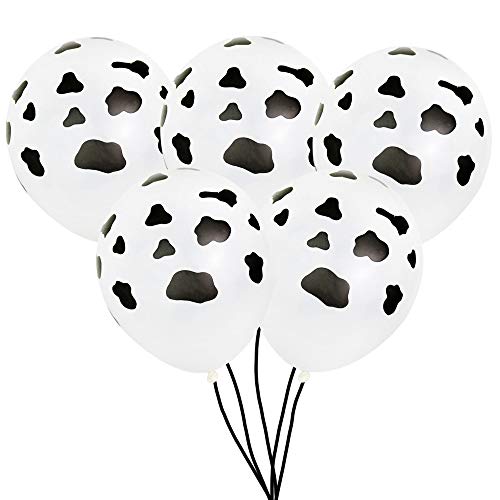 53Pcs Farm Birthday Party Supplies for Kids Barnyard Farm Animal Theme Party Decorations Animal Birthday Banner Farm Animal Walking Balloons Cow Print Balloons Cupcake Toppers Set for Boys Girls