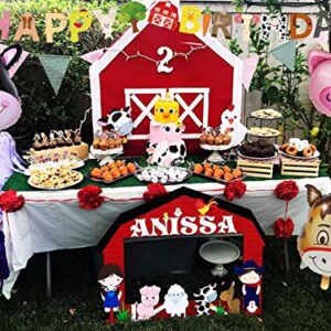 53Pcs Farm Birthday Party Supplies for Kids Barnyard Farm Animal Theme Party Decorations Animal Birthday Banner Farm Animal Walking Balloons Cow Print Balloons Cupcake Toppers Set for Boys Girls