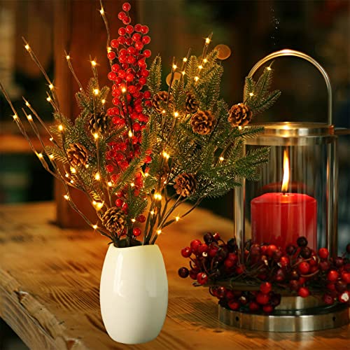 AMARS 2 Pack Decorative LED Lighted Branch Lights Battery Operated Artificial LED Twig Branches Decoration for Home Room Decor Christmas Vase (Warm White, 29.5 Inches, 20leds)