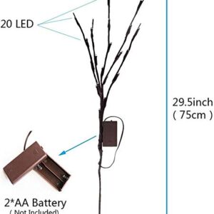 AMARS 2 Pack Decorative LED Lighted Branch Lights Battery Operated Artificial LED Twig Branches Decoration for Home Room Decor Christmas Vase (Warm White, 29.5 Inches, 20leds)