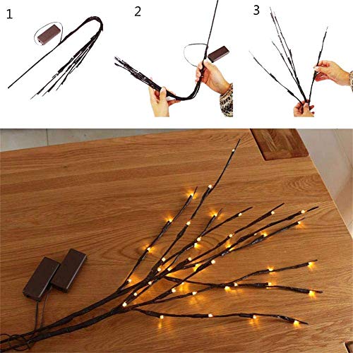 AMARS 2 Pack Decorative LED Lighted Branch Lights Battery Operated Artificial LED Twig Branches Decoration for Home Room Decor Christmas Vase (Warm White, 29.5 Inches, 20leds)