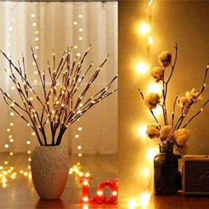 AMARS 2 Pack Decorative LED Lighted Branch Lights Battery Operated Artificial LED Twig Branches Decoration for Home Room Decor Christmas Vase (Warm White, 29.5 Inches, 20leds)