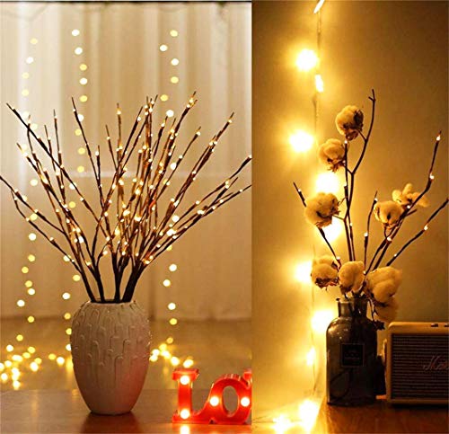 AMARS 2 Pack Decorative LED Lighted Branch Lights Battery Operated Artificial LED Twig Branches Decoration for Home Room Decor Christmas Vase (Warm White, 29.5 Inches, 20leds)