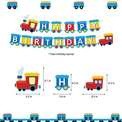 JOPARY Train 3rd Birthday Decorations Boys Train, 3 Years Old Birthday Party Supplies With Number 3 Foil Balloons Train Birthday Banner,Latex Balloons For Kids Train Birthday Party Decoration