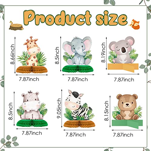 10 Pcs Baby Jungle Animals Honeycomb Centerpieces Safari Baby Shower Decoration Sage Green Themed Party Supplies for Boys Kids Baby Shower Nursery Wild Forest Theme Birthday Party Decor