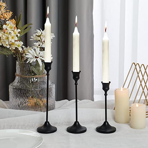 6 Pcs Romantic Candle Holder Taper Candle Holders Table Decorative Candlestick Holders Rustic Candle Stick Holder Metal Candle Stands for Wedding Christmas Dinning Party Anniversary Home Decor (Black)