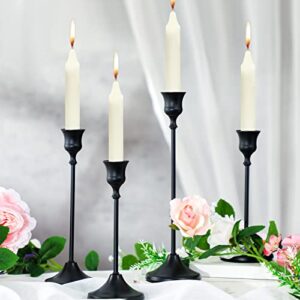 6 Pcs Romantic Candle Holder Taper Candle Holders Table Decorative Candlestick Holders Rustic Candle Stick Holder Metal Candle Stands for Wedding Christmas Dinning Party Anniversary Home Decor (Black)