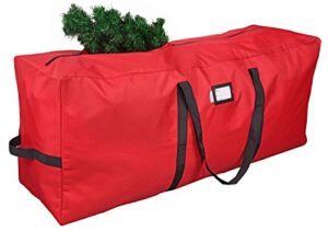 primode christmas tree storage bag | fits up to 9 ft. tall disassembled tree | 25" height x 20" wide x 65" long | durable 600d oxford material | heavy duty xmas storage container (red)