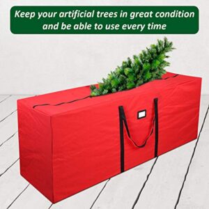 Primode Christmas Tree Storage Bag | Fits Up to 9 Ft. Tall Disassembled Tree | 25" Height X 20" Wide X 65" Long | Durable 600D Oxford Material | Heavy Duty Xmas Storage Container (Red)