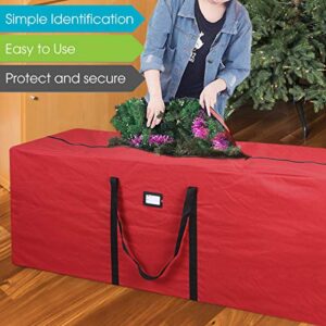 Primode Christmas Tree Storage Bag | Fits Up to 9 Ft. Tall Disassembled Tree | 25" Height X 20" Wide X 65" Long | Durable 600D Oxford Material | Heavy Duty Xmas Storage Container (Red)