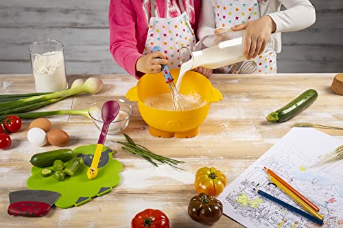 Kuhn Rikon Kinderkitchen Kids Mixing Set | Pig Mixing Bowl, Rooster Whisk & Goose Stirring Spoon | Child-Friendly Kitchen Tools for Real Cooking