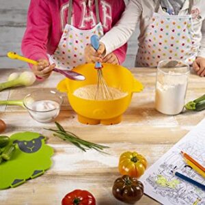 Kuhn Rikon Kinderkitchen Kids Mixing Set | Pig Mixing Bowl, Rooster Whisk & Goose Stirring Spoon | Child-Friendly Kitchen Tools for Real Cooking