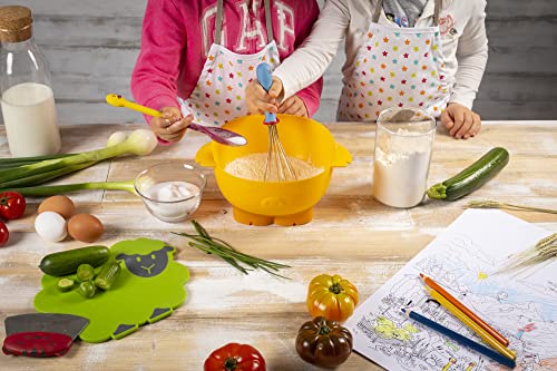 Kuhn Rikon Kinderkitchen Kids Mixing Set | Pig Mixing Bowl, Rooster Whisk & Goose Stirring Spoon | Child-Friendly Kitchen Tools for Real Cooking