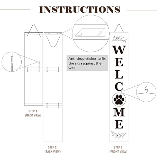 Perfnique Interchangeable Welcome Sign for Front Porch Standing, 47 x 7.9 Inch Black Wooden Leaner Sign with 10 Interchangeable Designed Icons(5 double sided disks), Modern Farmhouse Rustic Seasonal Decor for Summer American Y‘all Fall Christmas