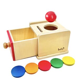 dailyfunn montessori toys coin&ball 2-in-1 drop box object permanence box for infant baby preschooler 6-24 months