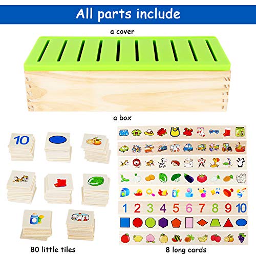 Wooden Montessori Toys for Toddlers Learning Activities Sorting Box Educational Toys Preschool Kindergarten Games Autism Toys Motor Skills STEM for Girls Boys Age 1-2 2 3 4 Year Old Kids Birthday Gift