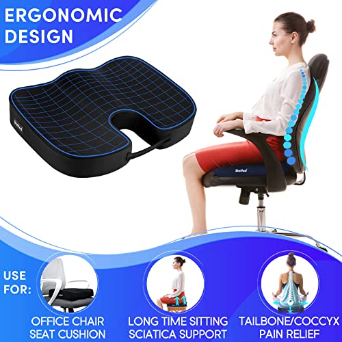 Stuffed Seat Cushion for Office Chair, Desk Chair Cushion for Long Sitting, Ergonomic Butt Cushion for Desk Chair, Gel Office Chair Seat Cushion, Memory Foam Butt Support for Chair