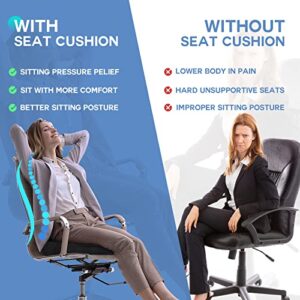 Stuffed Seat Cushion for Office Chair, Desk Chair Cushion for Long Sitting, Ergonomic Butt Cushion for Desk Chair, Gel Office Chair Seat Cushion, Memory Foam Butt Support for Chair