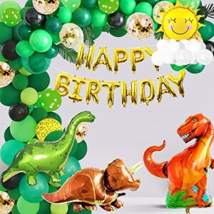 Dinosaur Birthday Party Supplies, 63PCS Dinosaur Party Decorations with Happy Birthday Balloons for Boys Green Dino Themed Party 1st 2nd 3rd Birthday Baby Shower