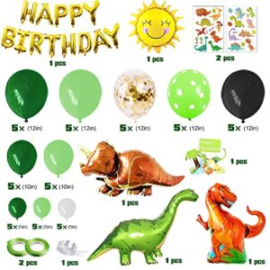 Dinosaur Birthday Party Supplies, 63PCS Dinosaur Party Decorations with Happy Birthday Balloons for Boys Green Dino Themed Party 1st 2nd 3rd Birthday Baby Shower