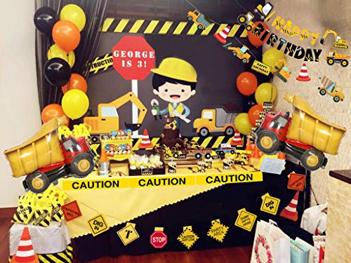 Construction Birthday Party Supplies Dump Truck Party Decorations Kits Set with 2 foil balloons for Kids Birthday Party 52 pack