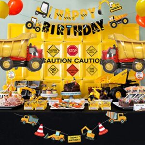 Construction Birthday Party Supplies Dump Truck Party Decorations Kits Set with 2 foil balloons for Kids Birthday Party 52 pack