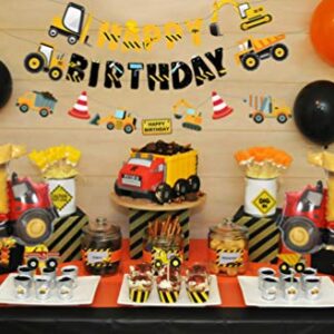 Construction Birthday Party Supplies Dump Truck Party Decorations Kits Set with 2 foil balloons for Kids Birthday Party 52 pack