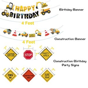 Construction Birthday Party Supplies Dump Truck Party Decorations Kits Set with 2 foil balloons for Kids Birthday Party 52 pack