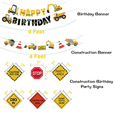 Construction Birthday Party Supplies Dump Truck Party Decorations Kits Set with 2 foil balloons for Kids Birthday Party 52 pack