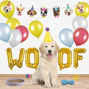 DECORLIFE Dog Party Decorations, Dog Themed Birthday Party Supplies Serves 16, Includes Paper Plates Set, Banner, Hanging Swirls, Total 178PCS, for Puppy Birthday Decorations