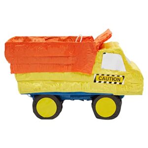 Small Dump Truck Pinata for Kids, Construction Themed Birthday Party Supplies and Decorations for Boys (15.5 x 9 x 6 In)