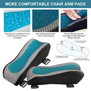 XIFUUXI Office Chair Armrest Pads, Widen & Thicken Ergonomic Computer Chair Arm Pads with Cooling Gel and Memory Foam for Elbow Cushion Protect - for Computer Chair, Gaming Chair (2 Pack)