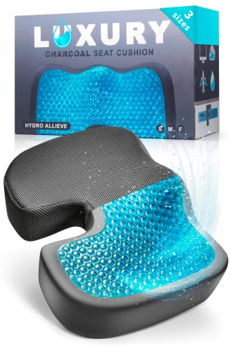 H. Gaming PC Chair Cushion, Gel Office Seat Cushion for Long Sitting, Upgraded Desk Butt Pillow for Computer Gamer Chairs, Tailbone Pain and Coccyx Pressure Relief (Medium 120-220lbs)